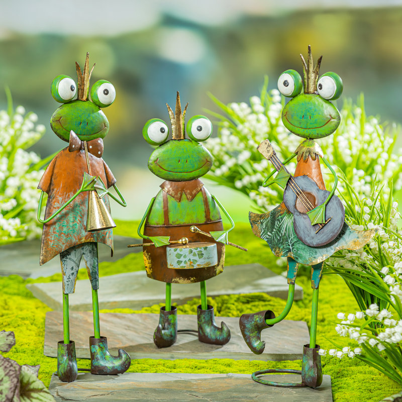 Trinx Javoris Frog Playing Guitar Metal Garden Statuary | Wayfair